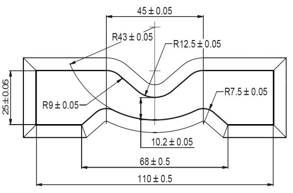 ASTM D624 Die B - Dao cắt mẫu hình lưỡi liềm - Kind Snail